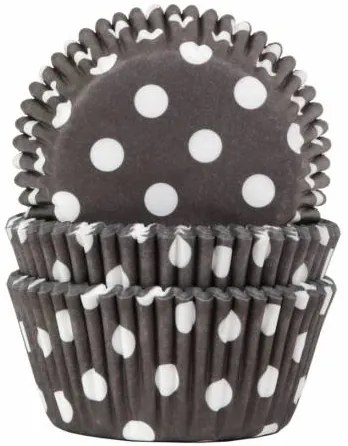 Papírový košíček na muffiny černý puntíkovaný 50ks - House of Marie