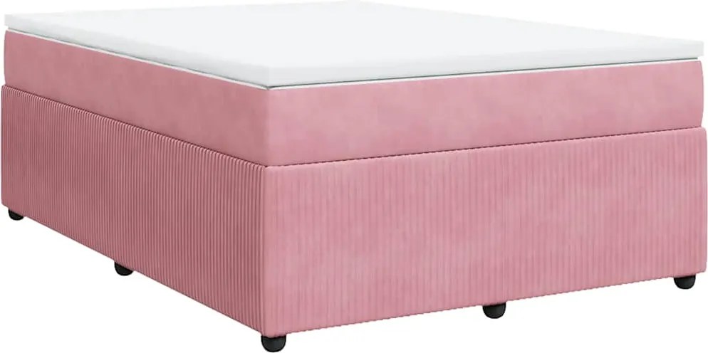 Box spring postel s matrací růžová 160x200 cm samet 3285655