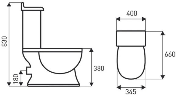 Novoterm WC kombi NV-Retro KR-13 se zadním odpadem a SoftClose sedátkem
