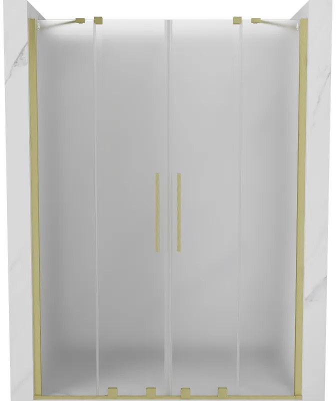 Mexen Velar Duo, posuvné sprchové dveře do otvoru 160 cm, 8mm sklo námraza, zlatá matná, 871-160-000-32-55