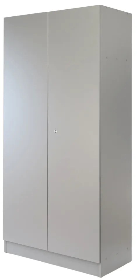 Dřevěná šatní skříň Visio LUX, 90 x 45 x 185 cm, cylindrický zámek, šedá