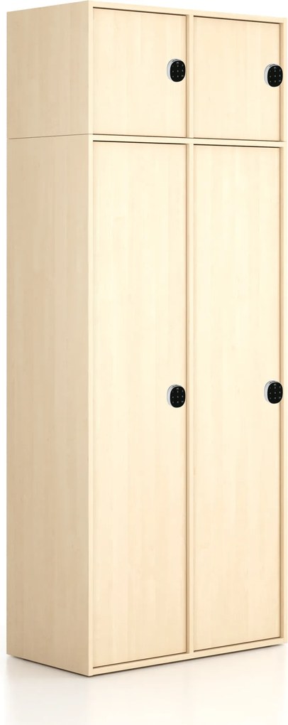 Nástavba pro skříně FRAME, 2x dveře, 872 x 450 x 427 mm, kódový zámek, bříza