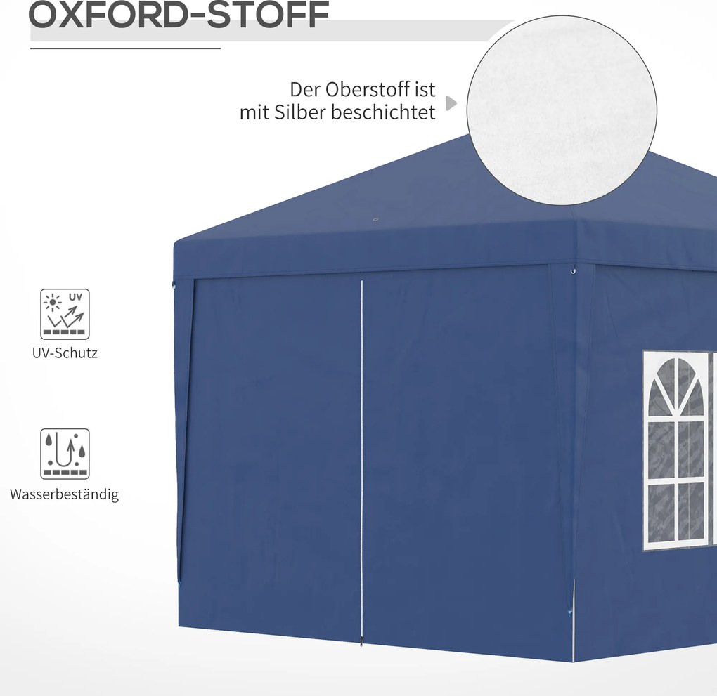 Pavilon Outsunny 3x3m, Voděodolný a Stabilní Zimní Stan s Rychlým Sestavením, UV Ochrana 50+, Skládací Párty Stan s 4 Bočními Stěnami pro Zahradu, Mo…