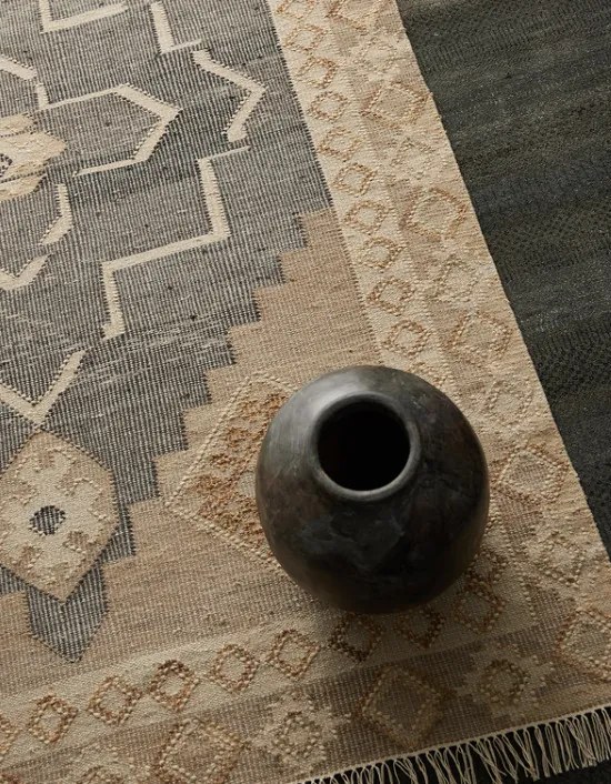 Diamond Carpets India, Ručně vázaný kusový koberec Heriz Wood DE 2005 Grey Mix, 140x200, béžová, chodba / předsíň
