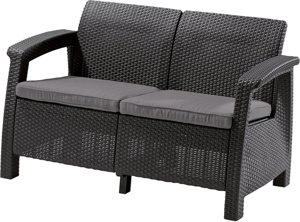 ALLIBERT CORFU LOVE SEAT Pohovka, 128 x 70 x 79cm, grafit/šedá 17197359