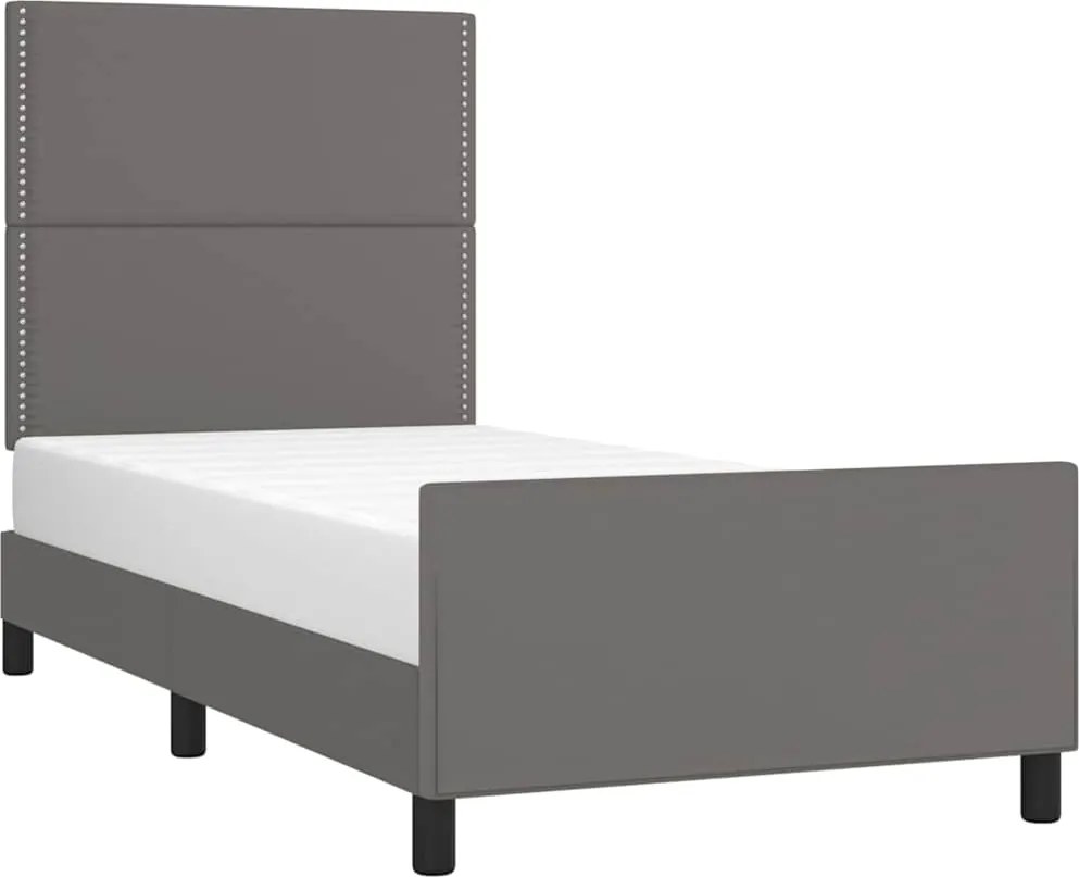 Rám postele s čelem šedý 100x200 cm umělá kůže 3125498