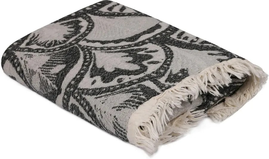 Černo-šedý ručník Yaprak, 180 x 100 cm