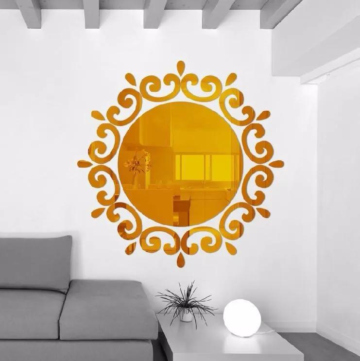 Živá Zeď Samolepicí zrcadlo kulaté - 2 barvy Barva: Zlatá | BIANO