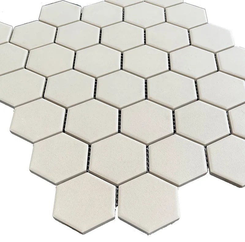 FIN Keramická mozaika béžová Mozaika HEX 5 White 5,1x5,9 (28,1x32,5) cm - LOH1010