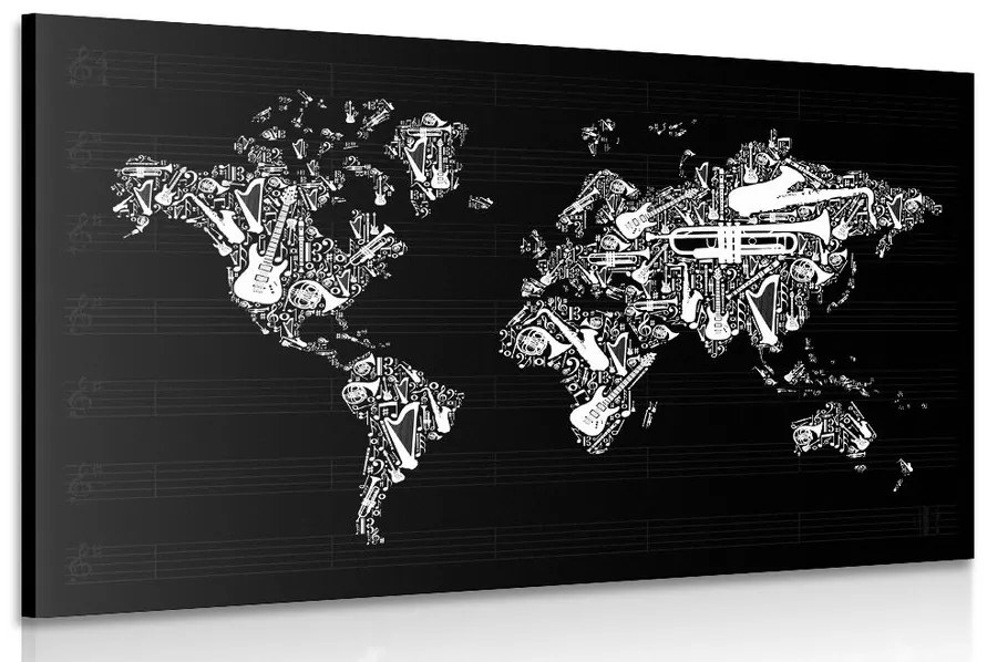 Obraz hudební mapa světa Varianta: 120x80