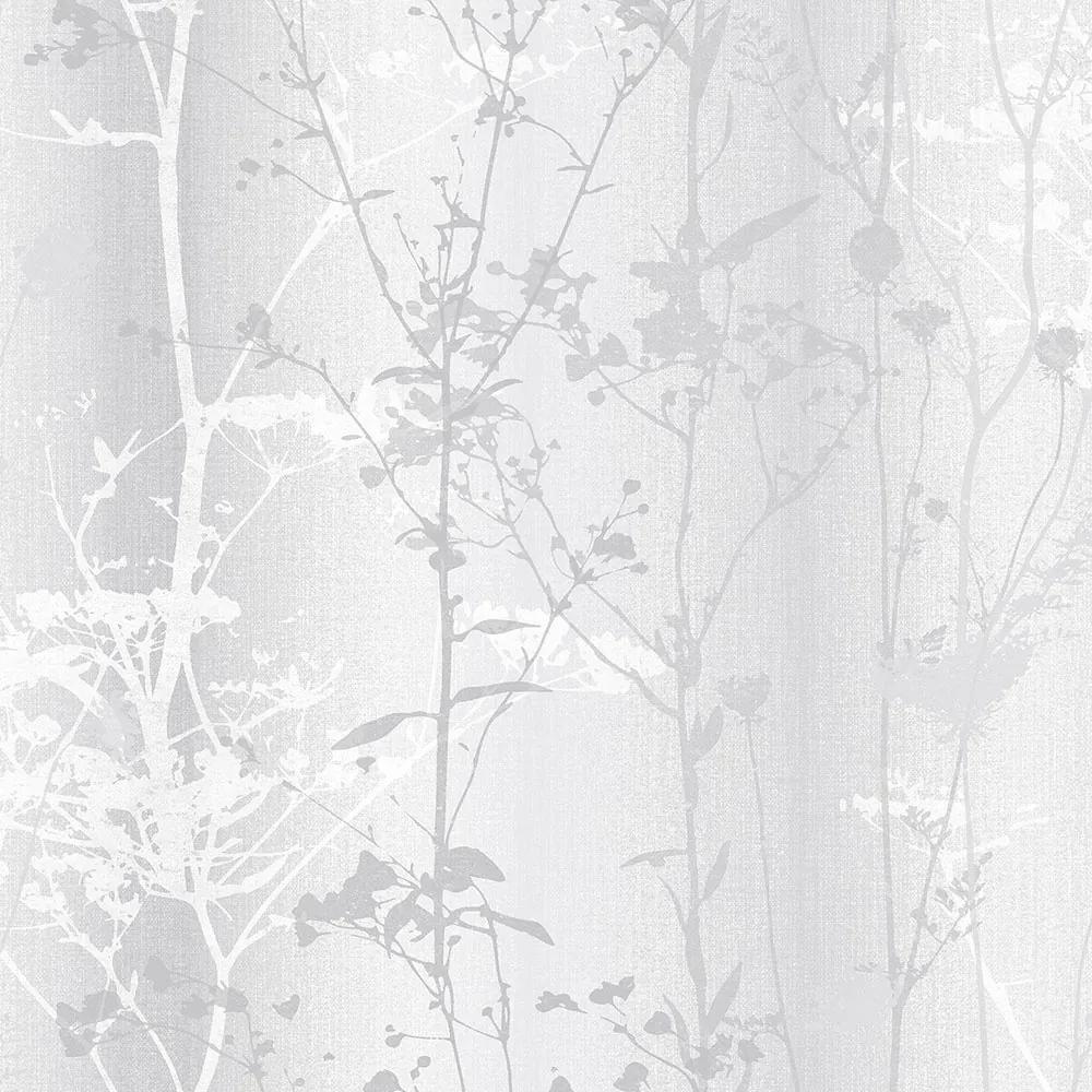 Šedo-stříbrná vliesová tapeta s lučními květinami 104070, Reclaim, Graham&Brown