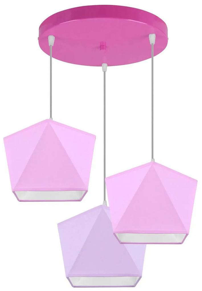 Dětské závěsné svítidlo DIAMOND, 3x textilní stínítko (mix 10 barev), (výběr z 5 barev konstrukce), O