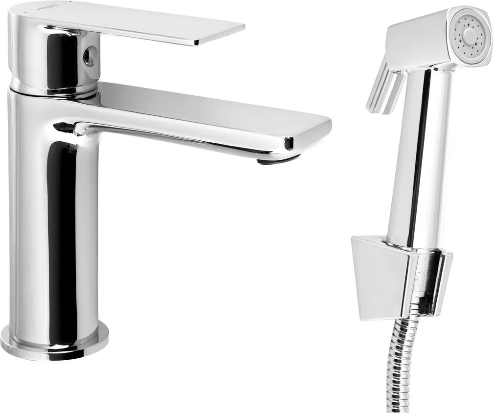 Aqualine Aqualine, Umyvadlová stojánková baterie s bidetovou sprškou, chrom, SK401