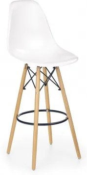 Barová židle Gabri (plast, kov, dřevo, bílá)