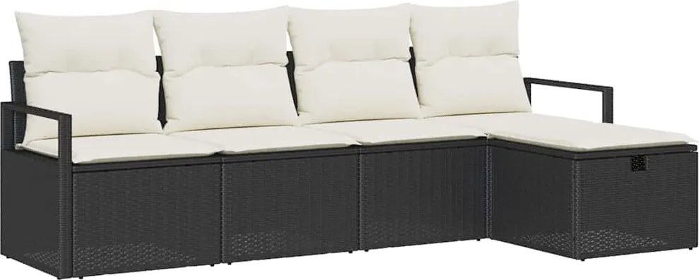 Set pohovek 5 ks 5-Počet míst Černá a krémová polyratan 3359156