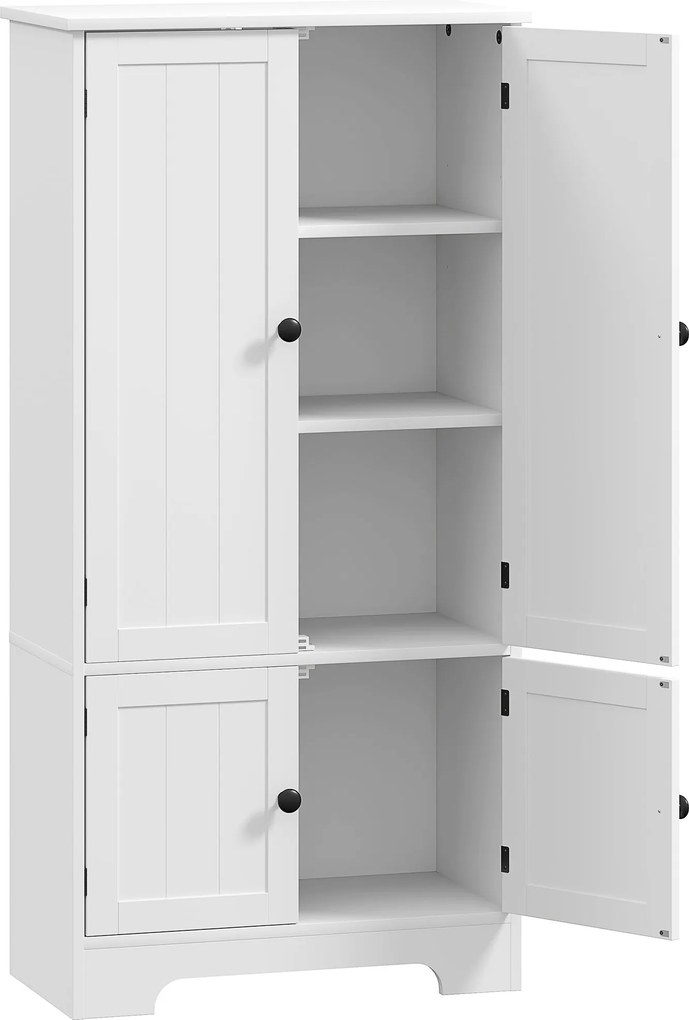 HOMCOM Kuchyňský K cabinet s Úložným Prostorem a Nastavitelnými Policemi pro Jídelnu a Obývací Pokoj, 58,2 x 30 x 123 cm, bílý
