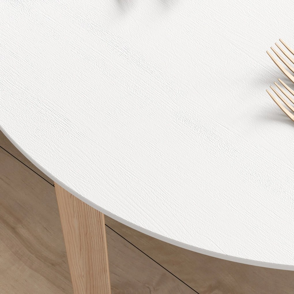 HOMCOM Jídelní stůl, kulatý kuchyňský stůl pro 2 osoby, jídelní stůl ve venkovském stylu, do obývacího pokoje, masiv, Ø75 x 76 cm, bílý