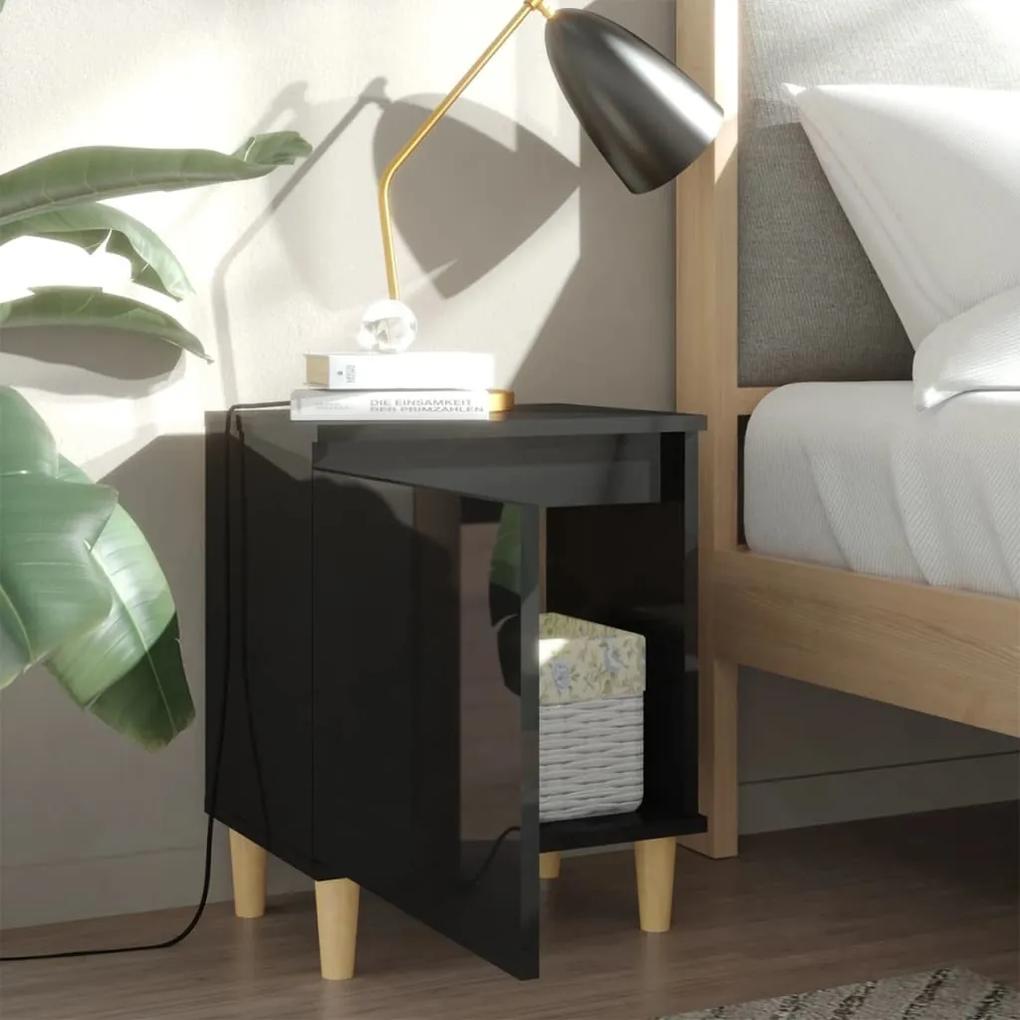 vidaXL Noční stolek masivní dřevěné nohy 40 x 30 x 50 cm [805829] Barva: Betonová šedá