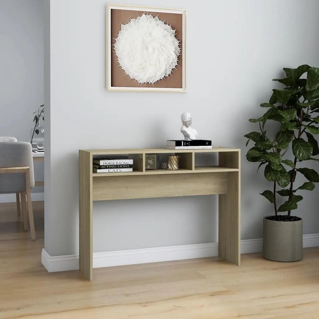 vidaXL Konzolový stolek 105 x 30 x 80 cm dřevotříska [808308] Barva: kouřový dub