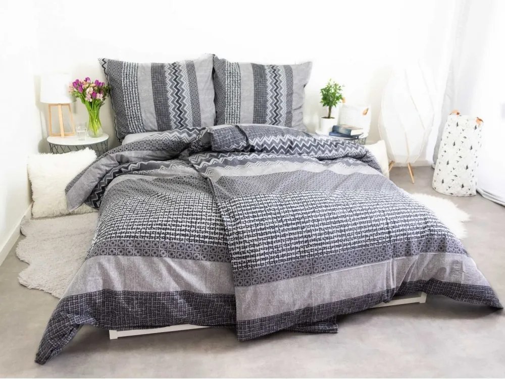 BedTex BAVLNĚNÉ POVLEČENÍ Renforcé - Global šedé 140x200/70x90cm