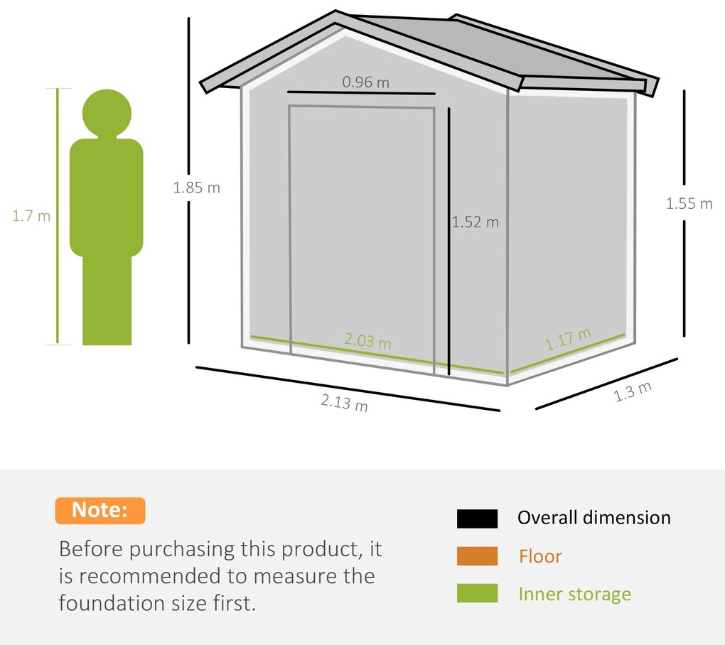 Outsunny kůlna zahradní kůlna zahradní kůlna s podlahovým rámem a posuvnými dveřmi odolná proti povětrnostním vlivům ocel žlutá 213 x 130 x 185 cm | …