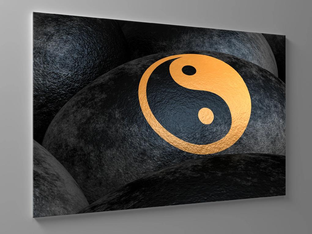Liox Obraz symbol jin jang na kameni Rozměr: 120 x 80 cm