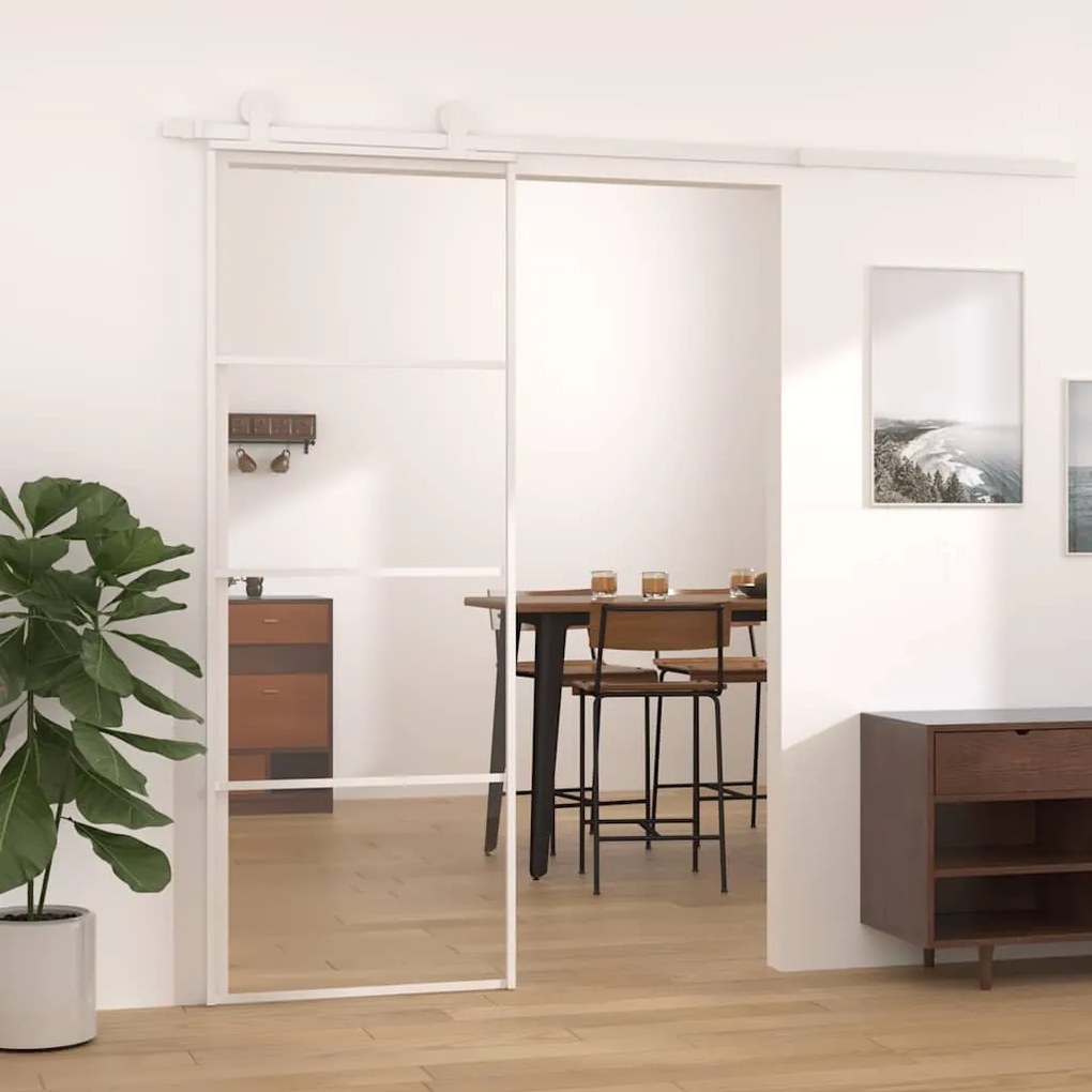 Posuvné dveře ESG sklo a hliník 76 x 205 cm bílé Bílá 151656