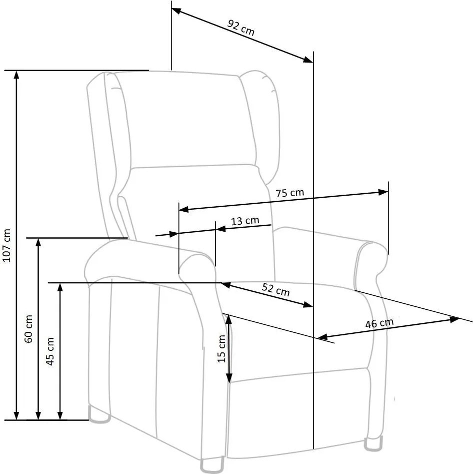 Polohovací TV křeslo ušák AGUSTIN II — látka, žlutá