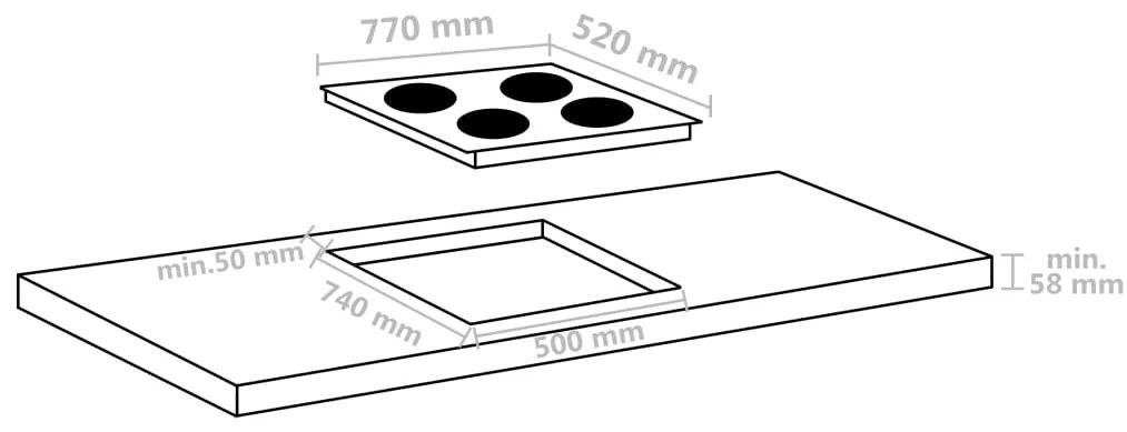 vidaXL Marketos Indukční deska 4 varné zóny dotykové ovládání sklo 77 cm 7000 W