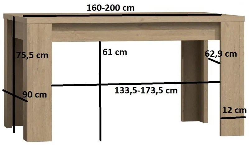 Casarredo Jídelní stůl rozkládací 160 INDIANAPOLIS jasan světlý