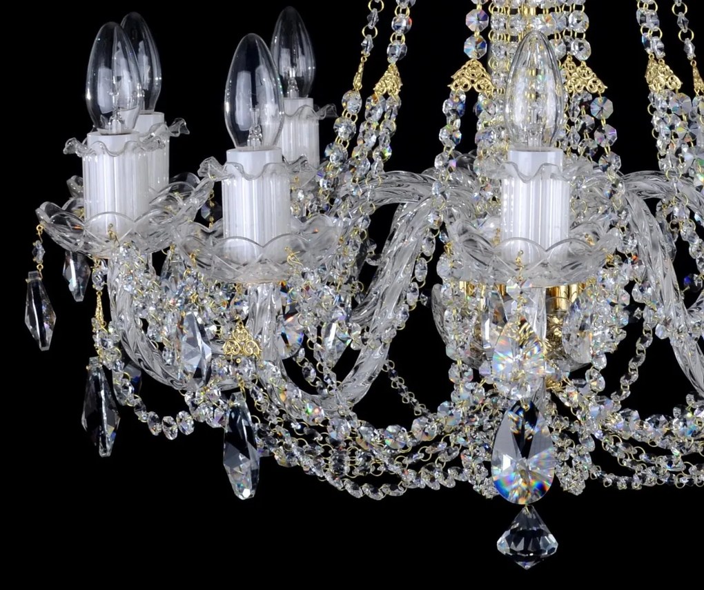 10 Arms glittering Crystal chandelier with smooth glass arms &amp; Cut almonds