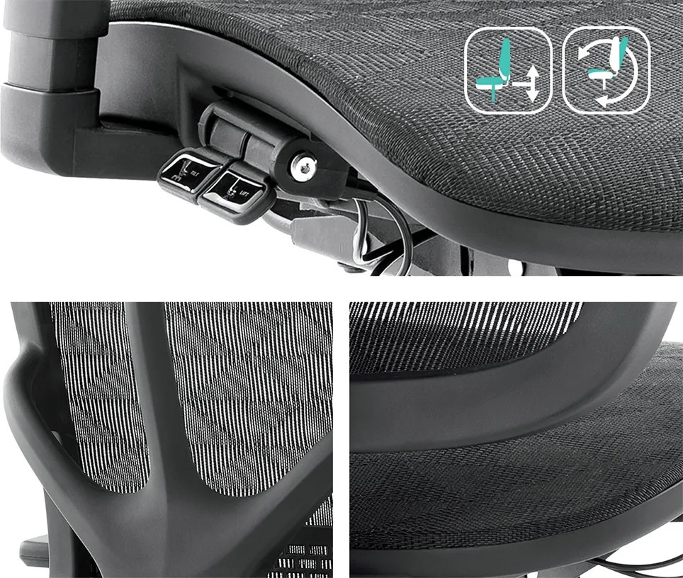 Ergonomická síťovaná kancelářská židle MOSH Airflow 521 – černá
