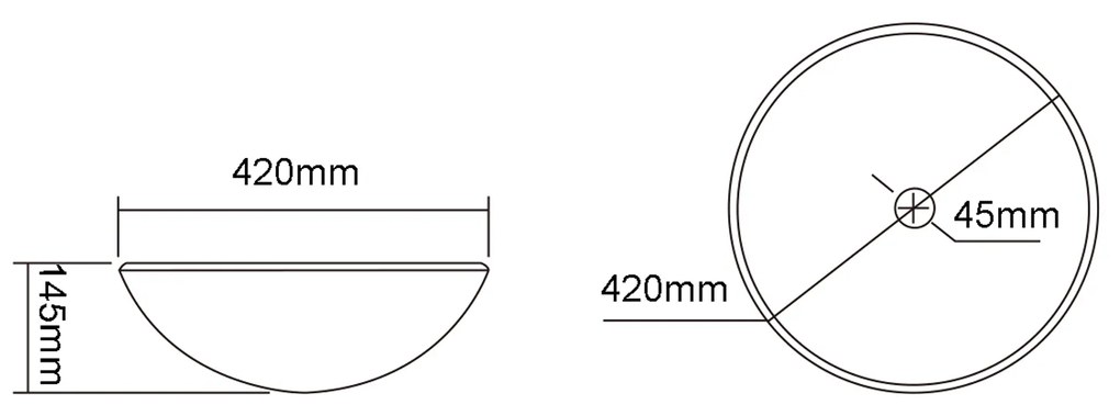 Sapho TELICA skleněné umyvadlo na desku Ø 42 cm, černá mat