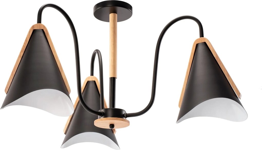 Toolight - Skandidávská závěsná lampa 3-ramenná 3xE27 60W APP442-CP, černá, OSW-08980