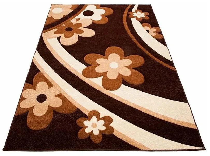 Kusový koberec Kvítečky hnědý, Velikosti 60x100cm