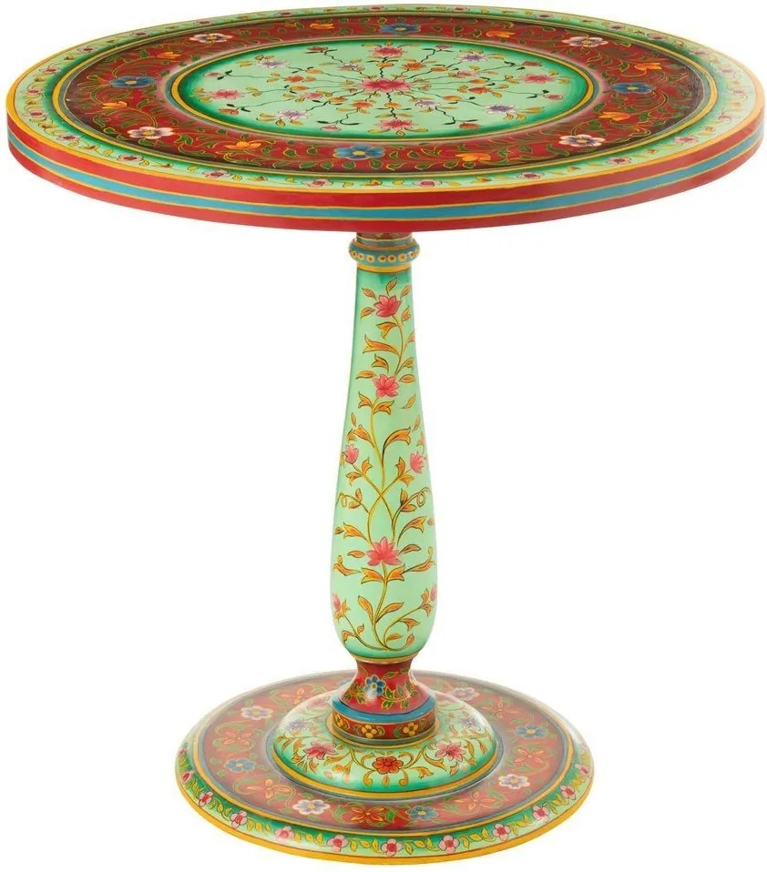 Dřevěný barevný kulatý stůl Mumbai mango wood - Ø 75*75 cm
