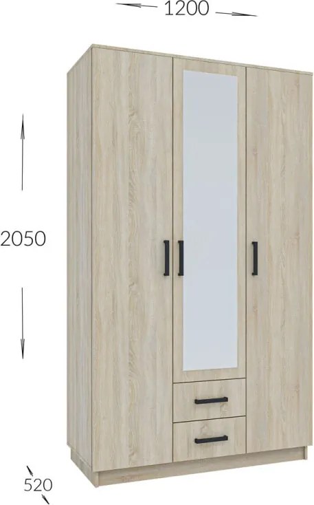 Skříň Simple 3D+2š dub sonoma
