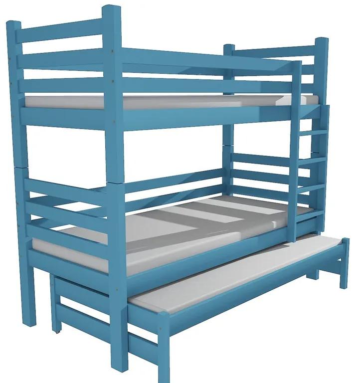 Vomaks Patrová postel s výsuvnou přistýlkou M 008 NEW* 80 x 180 cm bezbarvý lak 100 cm (+20 cm vsuvky mezi lůžky a prodloužený žebřík)