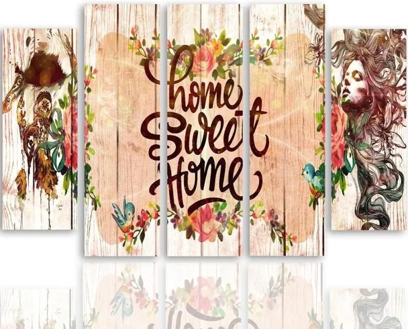 CARO Obraz na plátně - Home Sweet Home Lettering 100x70 cm
