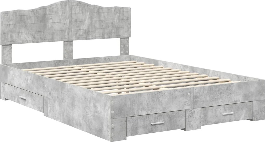Rám postele s čelo Betonově šedá 140 x 190 cm Kompozitní dřevo 3413196