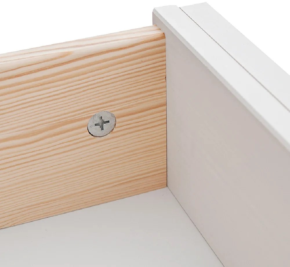 Massive home | Bílá komoda  z masivu Belluno Elegante 3D2S s bílou deskou