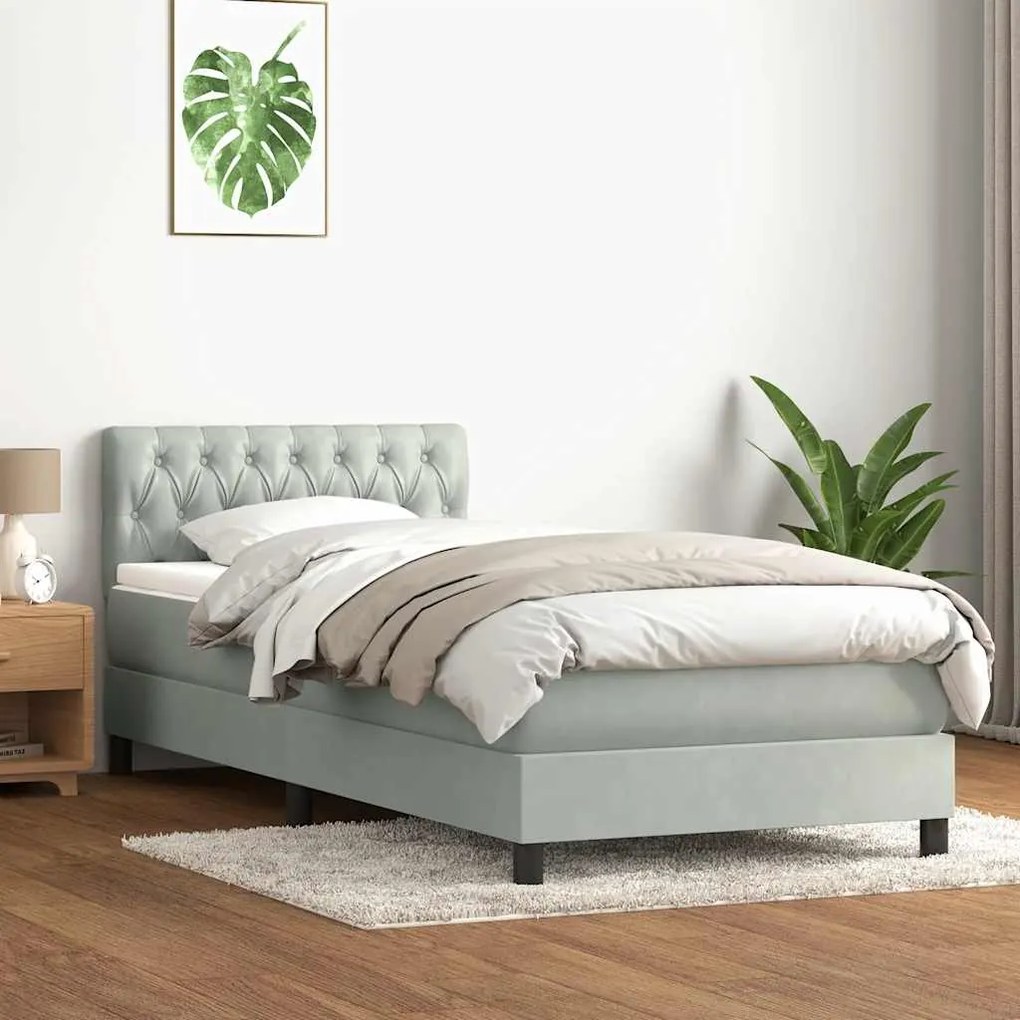 Box spring postel s matrací světle šedá 90x220 cm samet 3316527