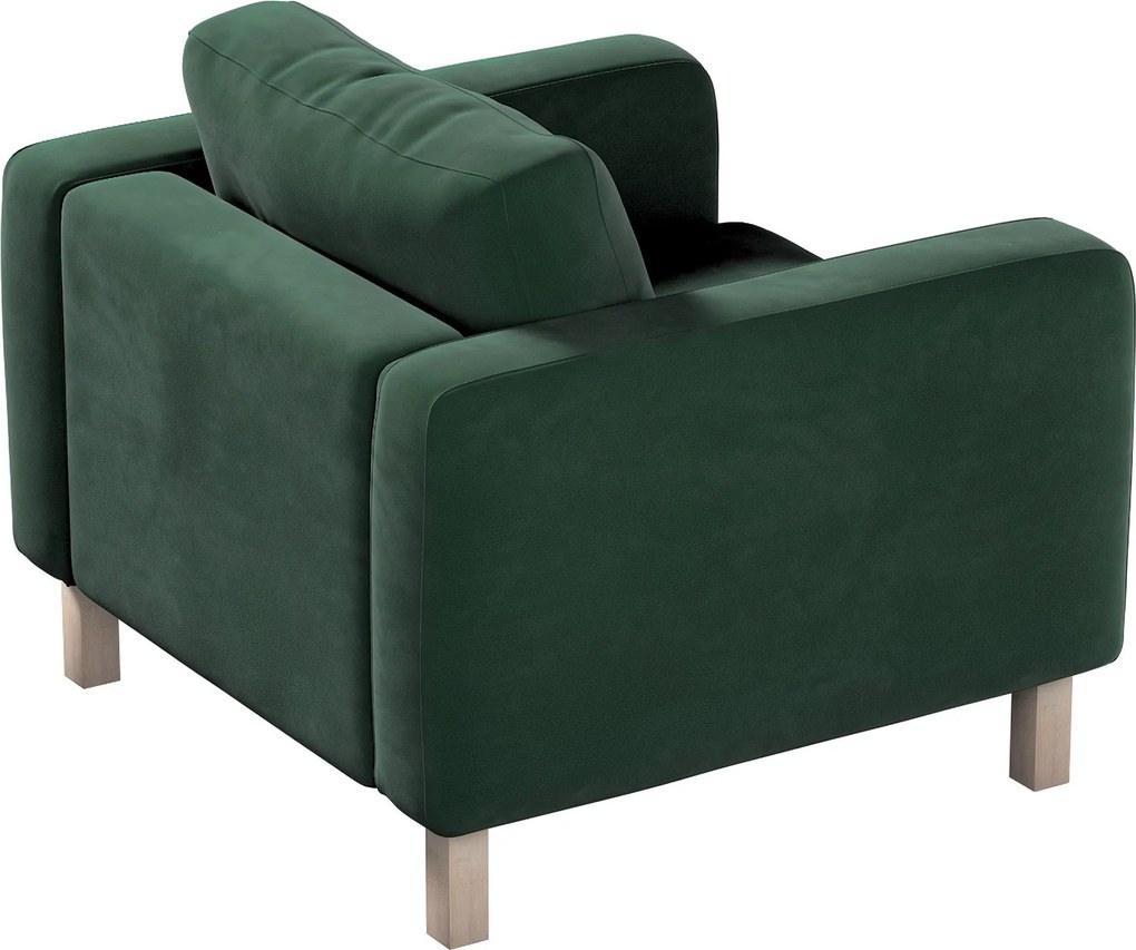 Potah na křeslo IKEA Karlstad, krátký barva zelená látka lesklé, sametová