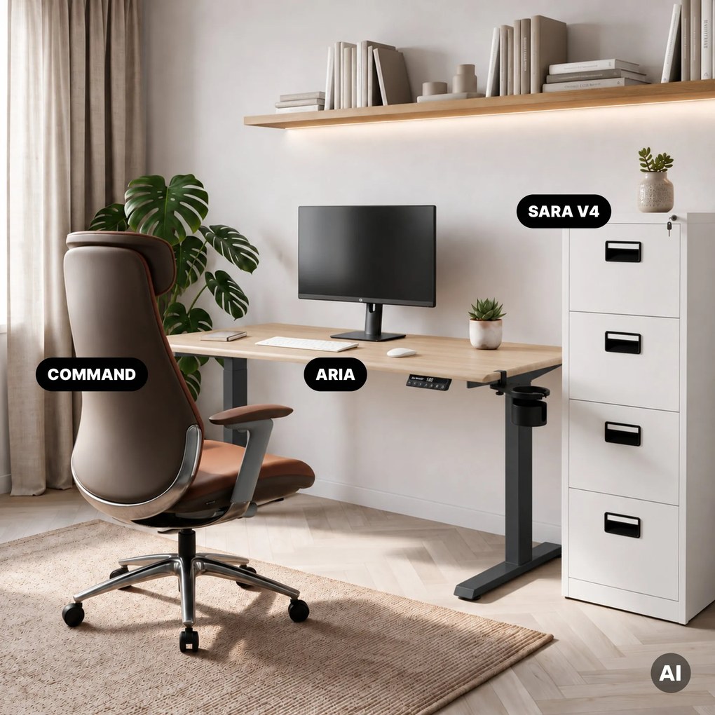 Elektrický stůl s regulací výšky ergonomický antracitový/dub sonoma,1400x700 mm: ARIA