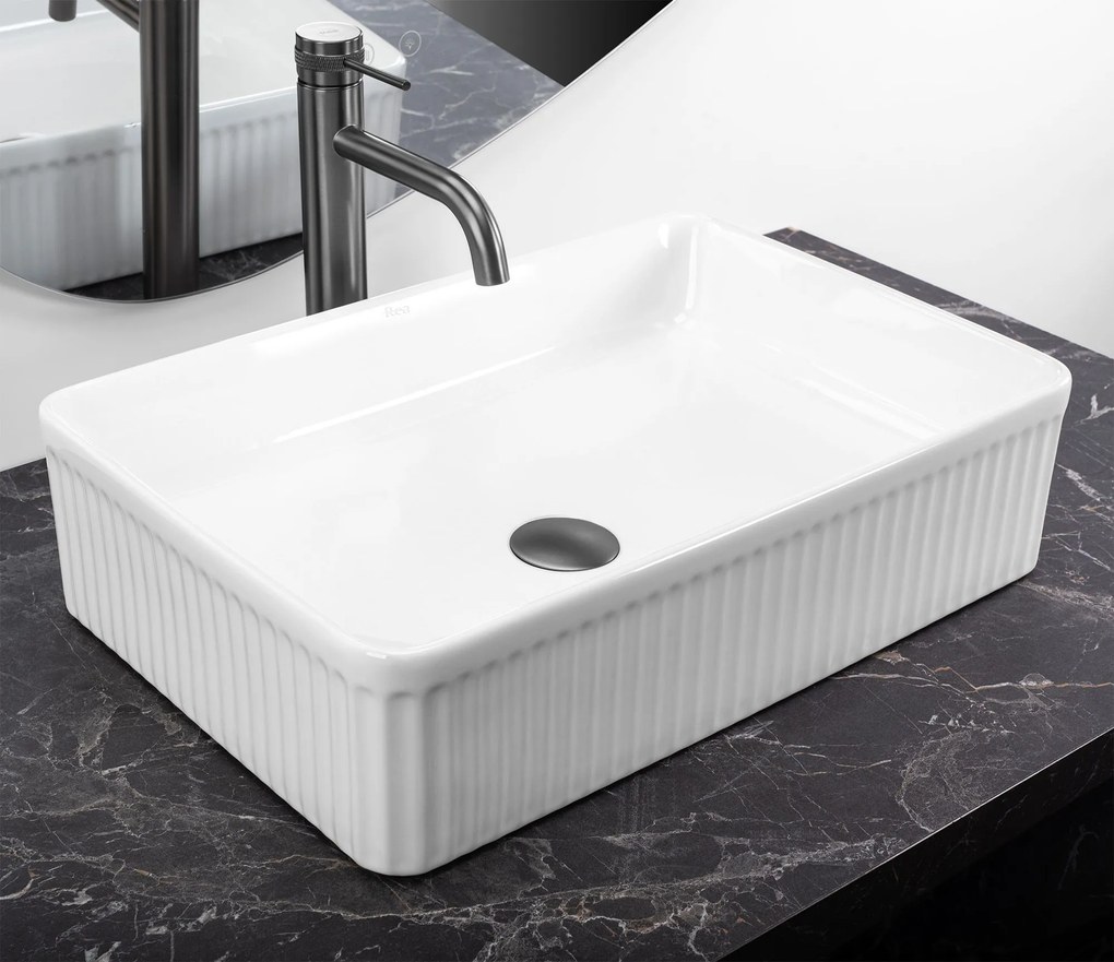 Rea Fiorella, umyvadlo na desku 505x345x130mm, bílá lesklá, REA-U6621