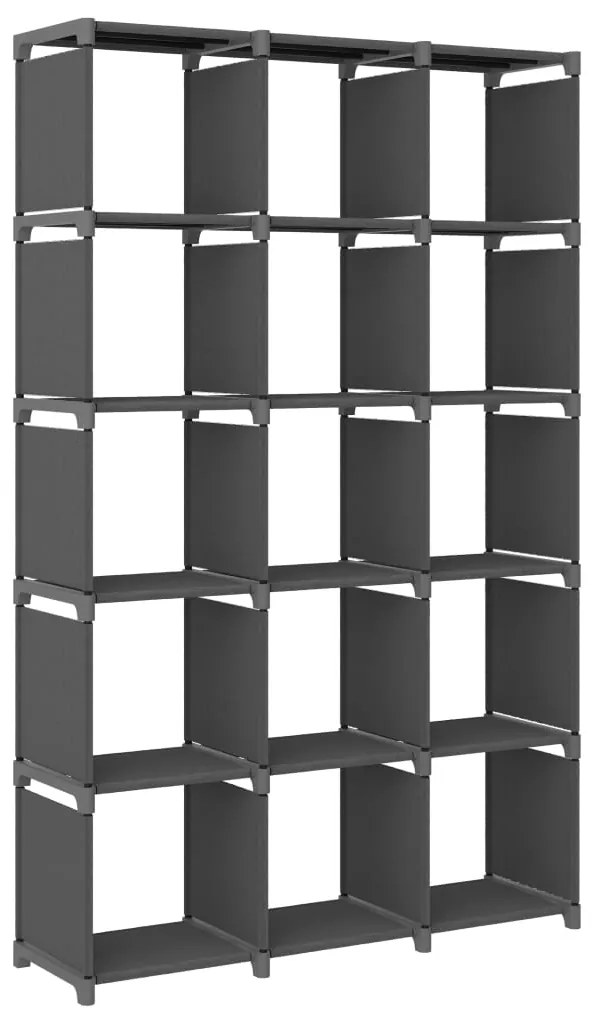 Výstavní police s 15 přihrádkami šedá 103x30x175,5 cm textil 322620