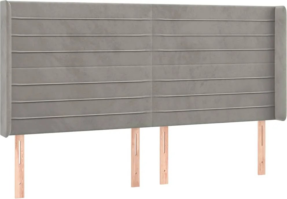 Čelo postele typu ušák světle šedé 183x16x118/128 cm samet 3119780