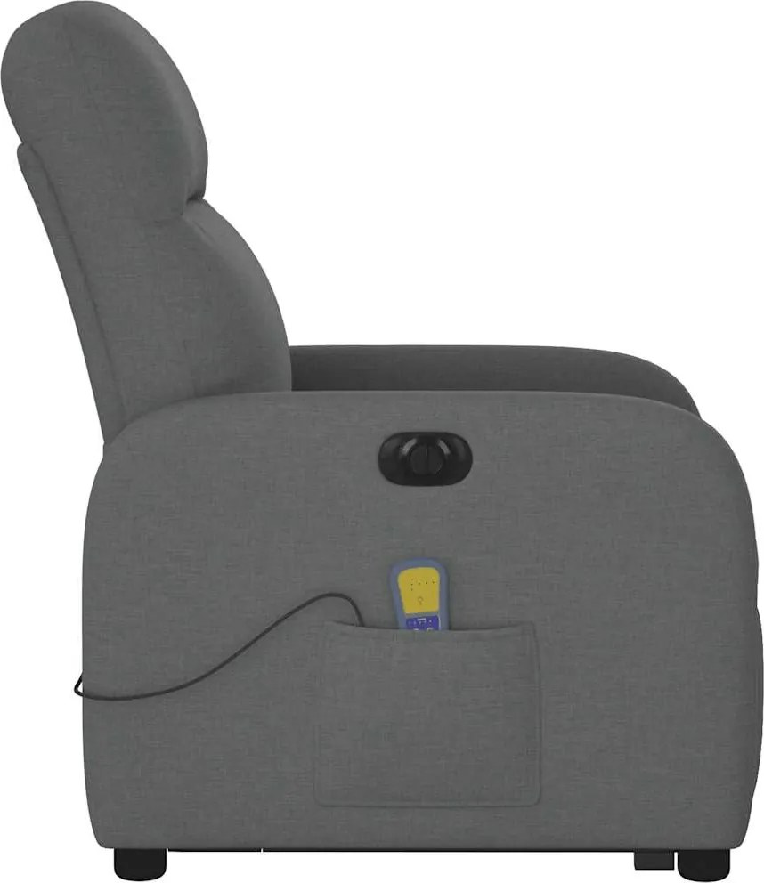 Elektrické zvedací masážní polohovací křeslo tmavě šedé textil 3303003