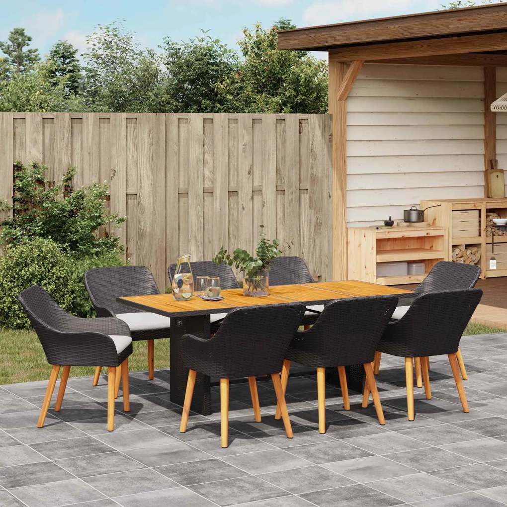 Zahradní jídelní souprava 9 ks Černá polyratan 3261624