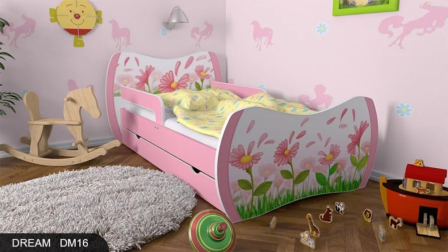 Dětská postel Dream vzor 16 160x80 cm růžová